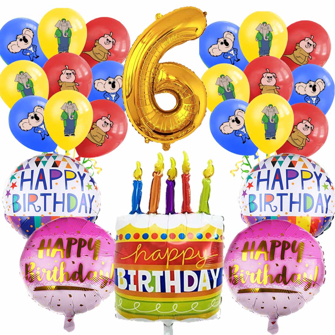 Sing Movie Balloons Party Supplies 6th Big Number Decorations Decor Kit ...