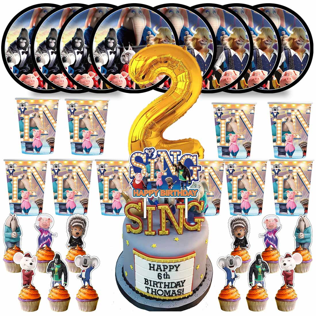 Sing Movie Birthday 2nd Cups Party Supplies Plates Fans Decorations ...