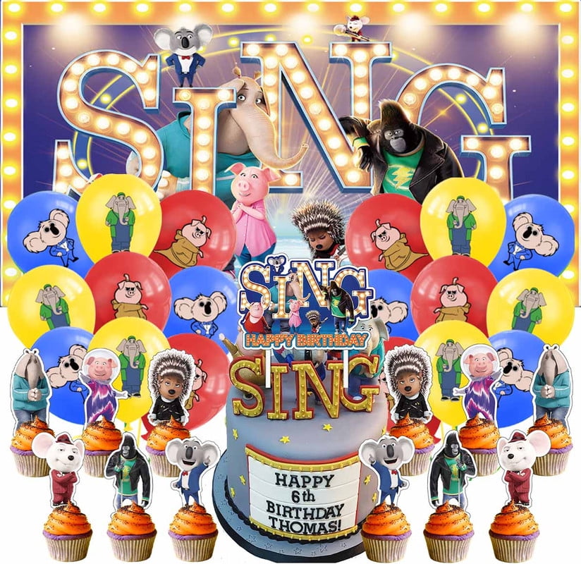 Sing Movie Latex Balloons Birthday Party Supplies Kit Decor Banner ...
