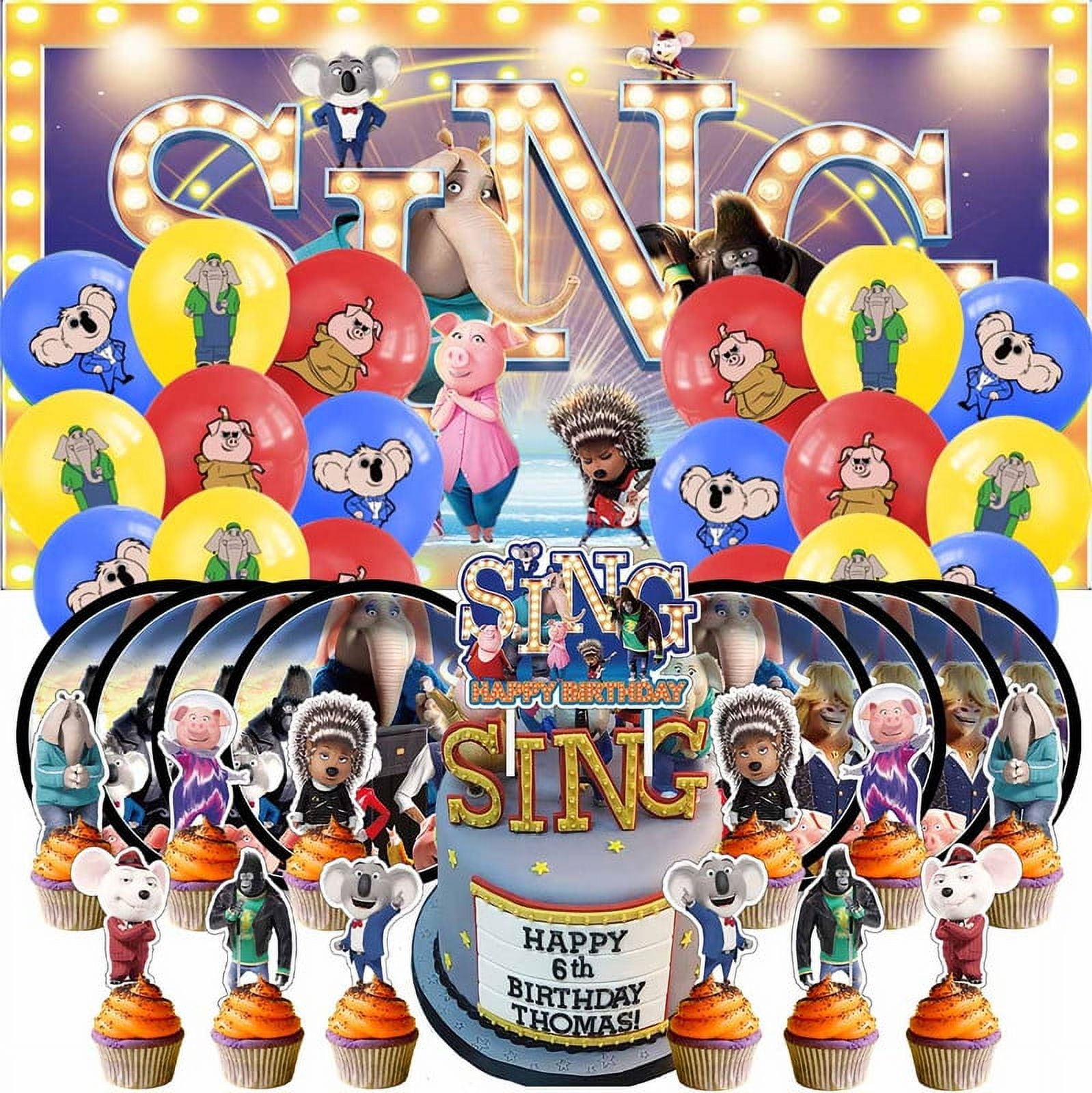 Sing Movie Plates Balloons Party Supplies Decor Backdrop Cake Topper ...