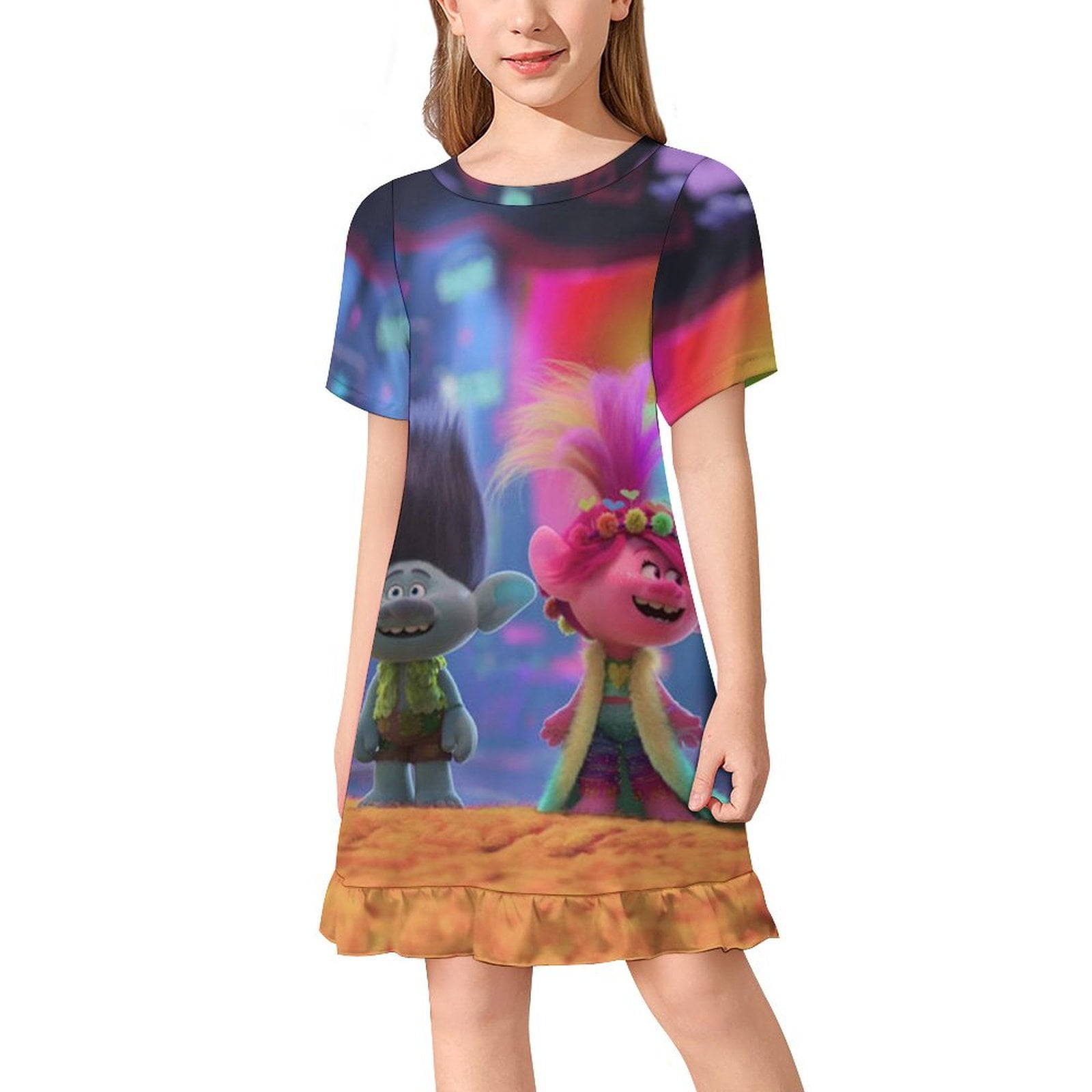 Sing Trolls World Tour Children's Short Sleeved Dress 3D Printed ...