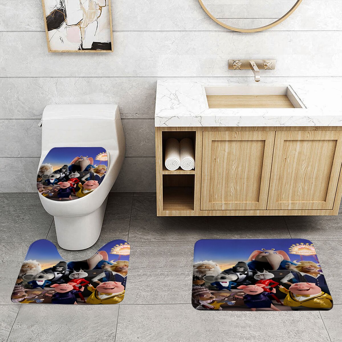 Sing floor mat and toilet set is durable, machine washable, and adds a ...