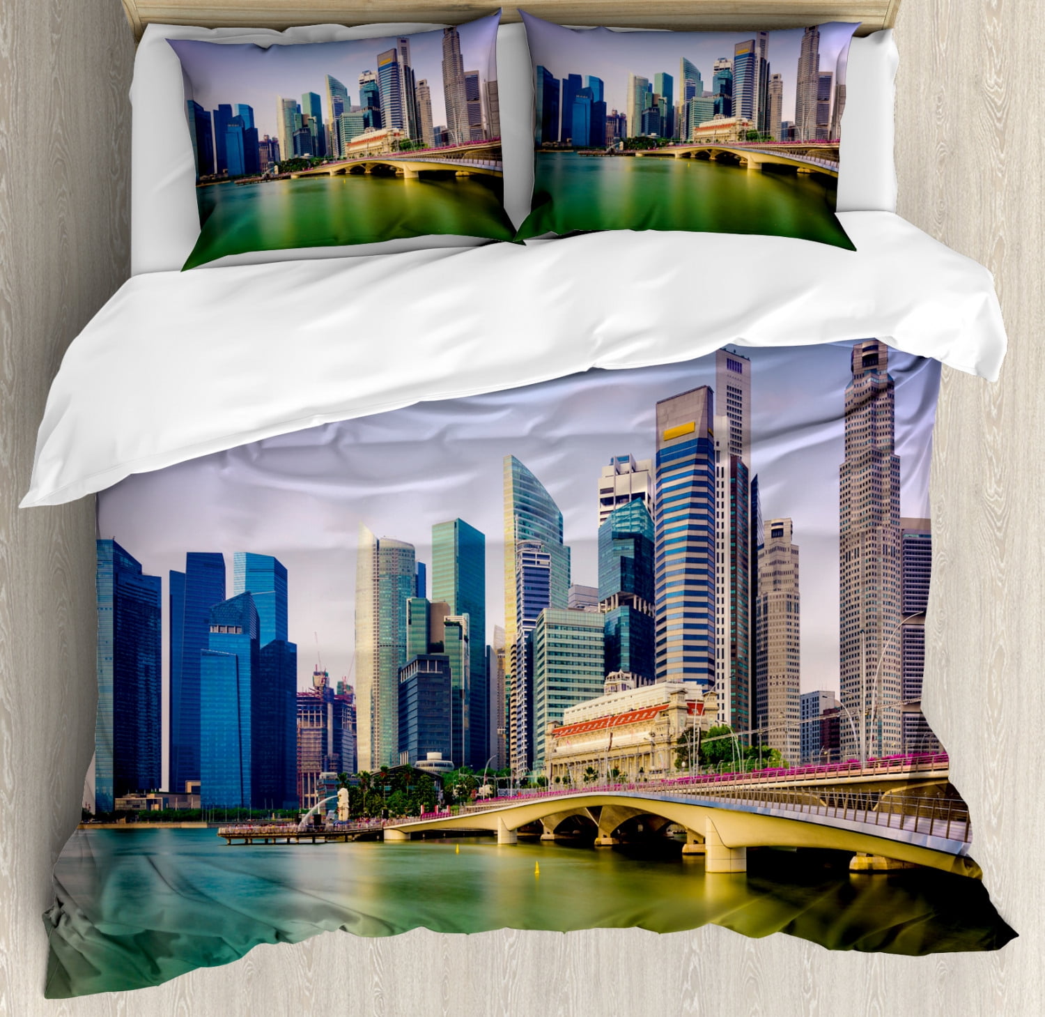 Singapore Duvet Cover Set King Size, Real Life Image of Cityscape ...