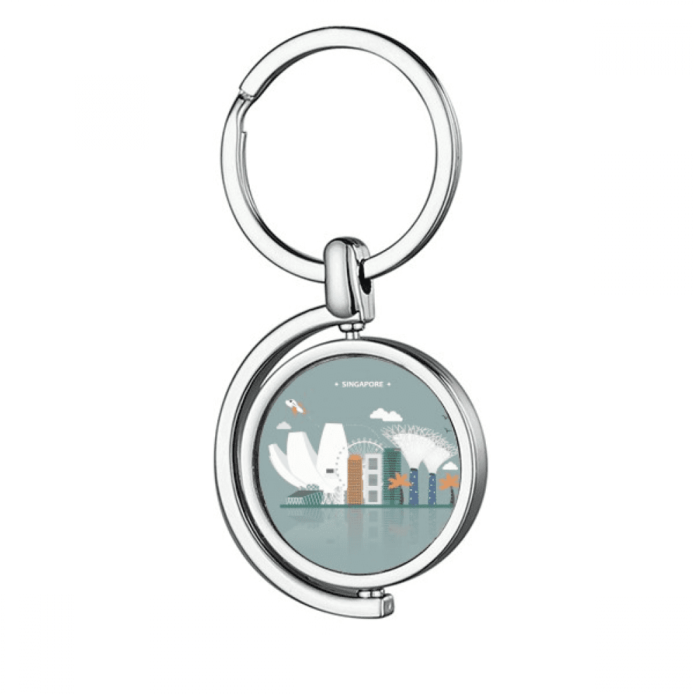 Singapore Famous Places Landmark Rotating Keychain Metal Keyring Holder ...