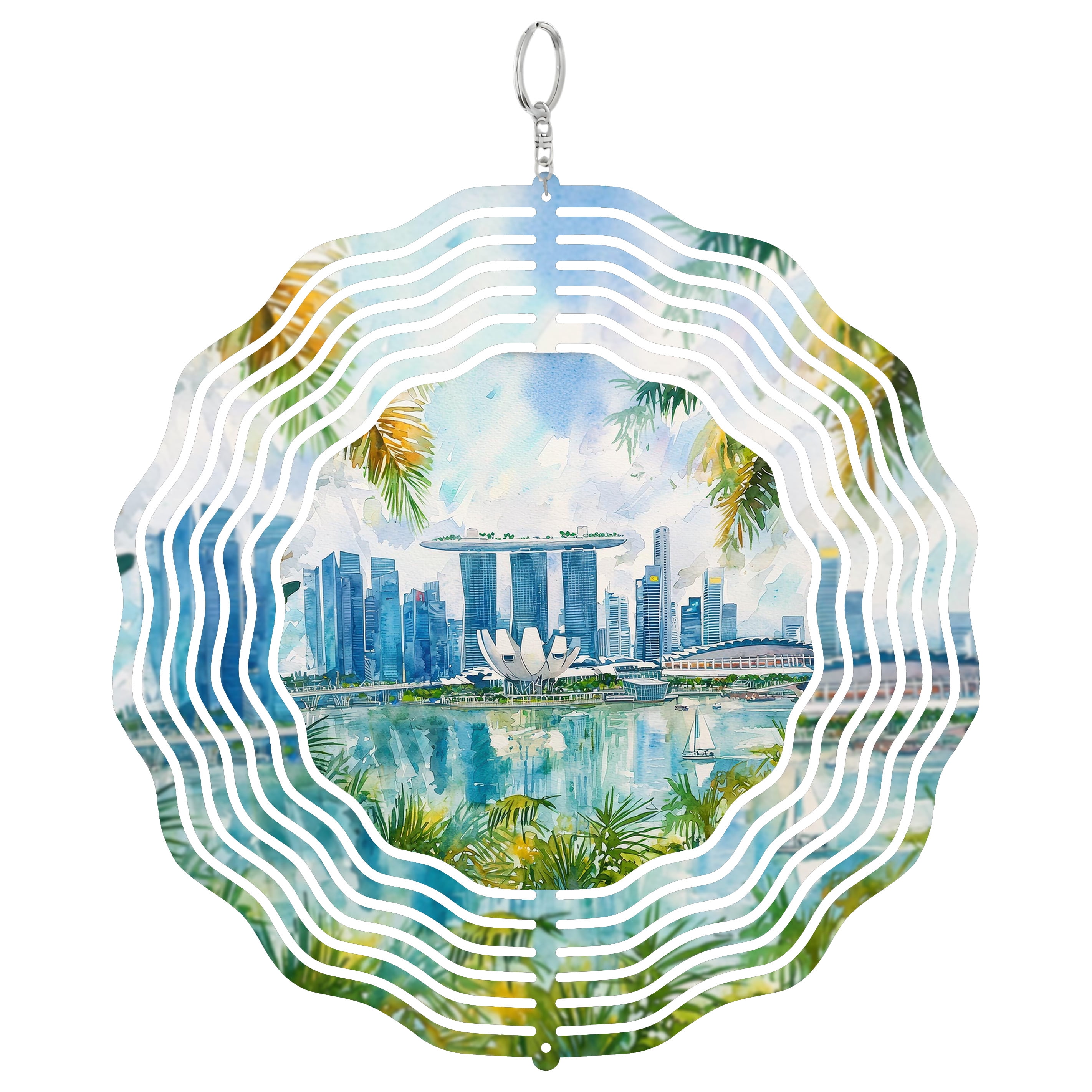 Singapore Marina Bay 3D Wind Spinner Kinetic Hanging Art Outdoor Garden ...