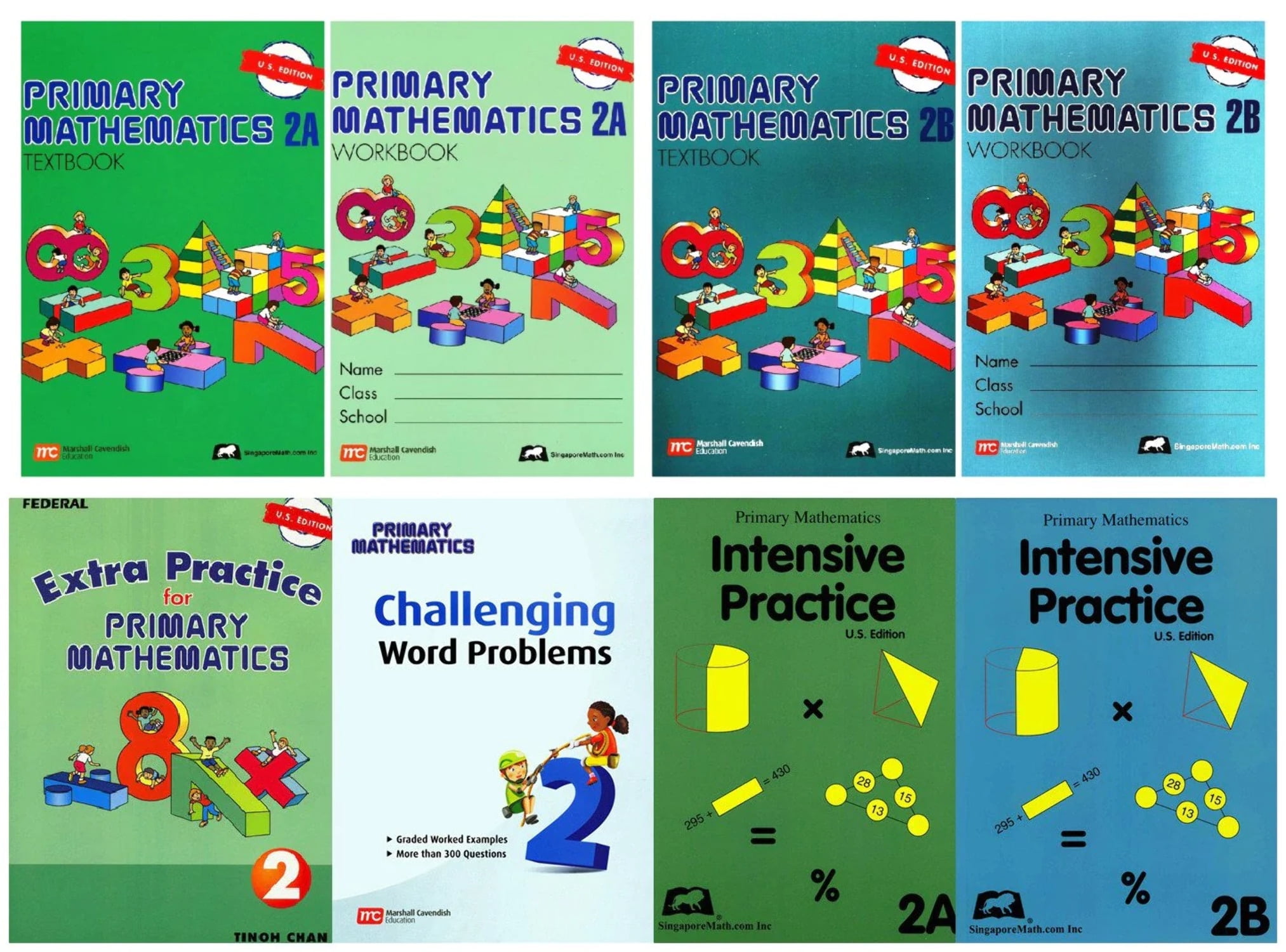 Singapore Math: Primary Mathematics Complete Grade 2 Set (8 Books): 2 ...