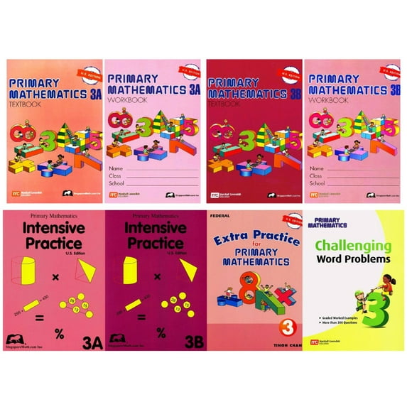 Singapore Math: Primary Mathematics Complete Grade 3 Set (8 Books): 2 ...