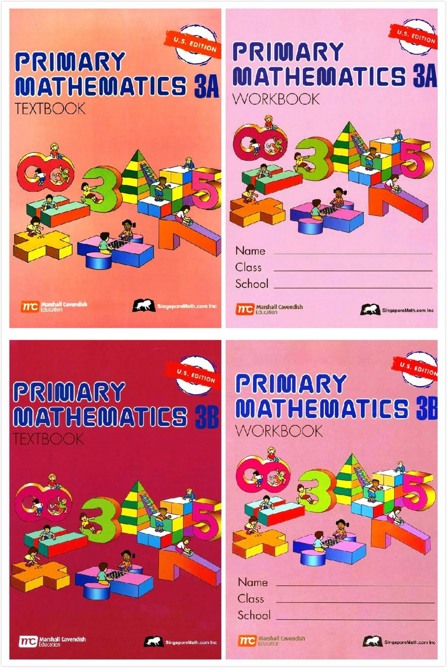 Singapore Math: Primary Mathematics Grade 3 Set (4 Books) - Textbooks ...