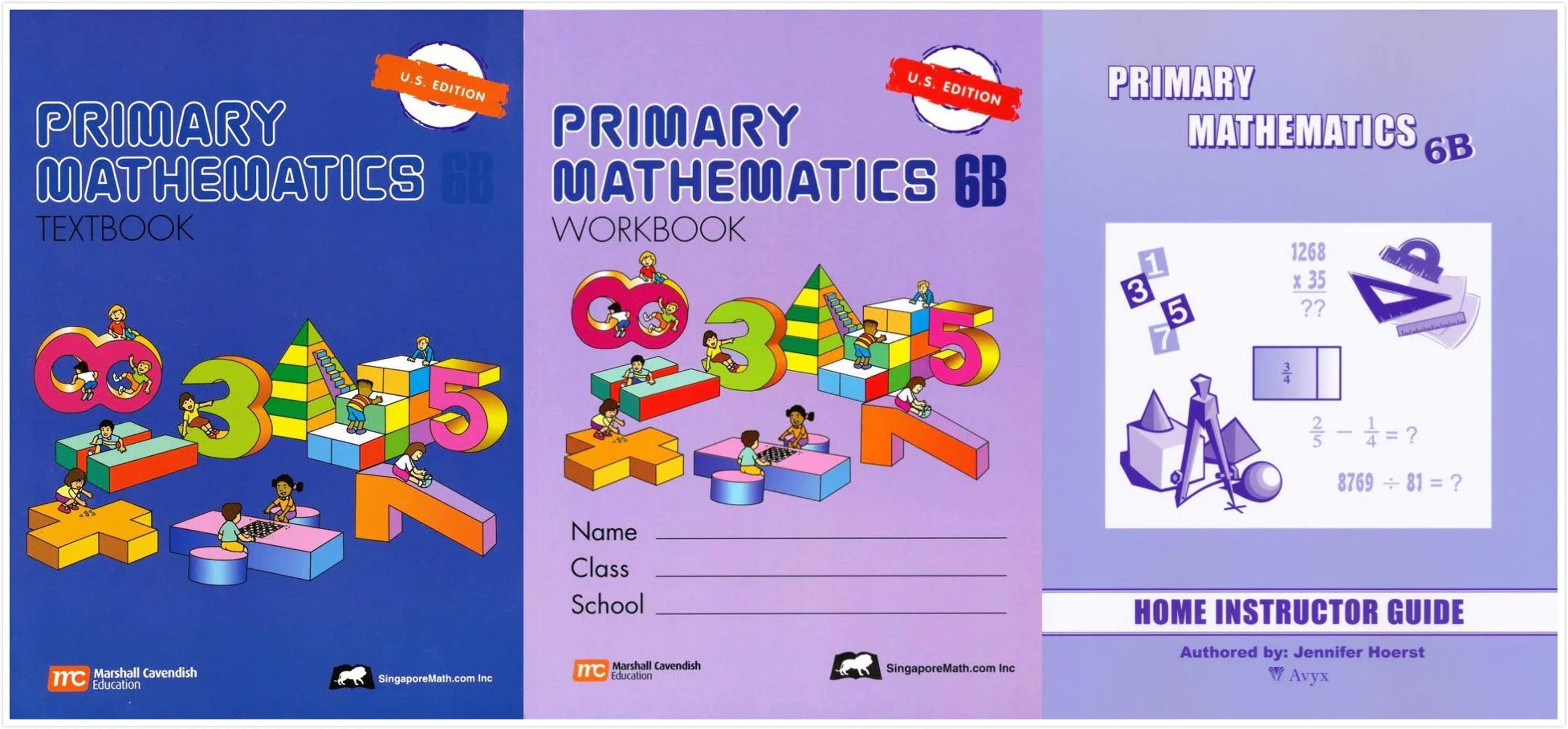 Singapore Math: Primary Mathematics Level 6B Books Set (3 Books) - Textbook 6B, Workbook 6B ...