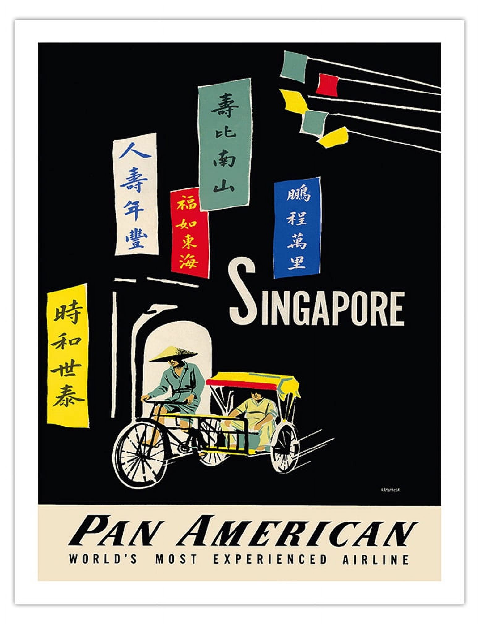 Singapore - Vintage Airline Travel Poster by Aaron Amspoker c.1950s ...