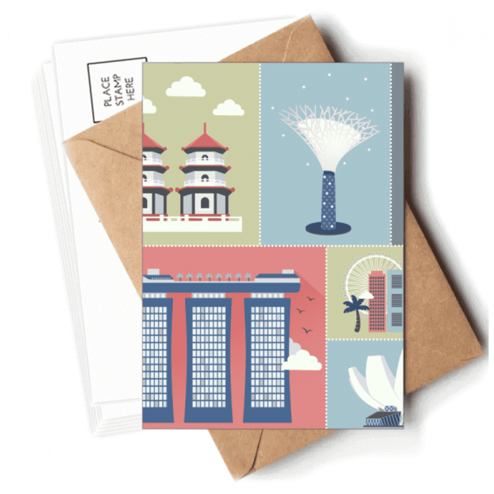 Singapore Skyscraper Famous Spots Postcards Envelopes Blank Note Cards ...