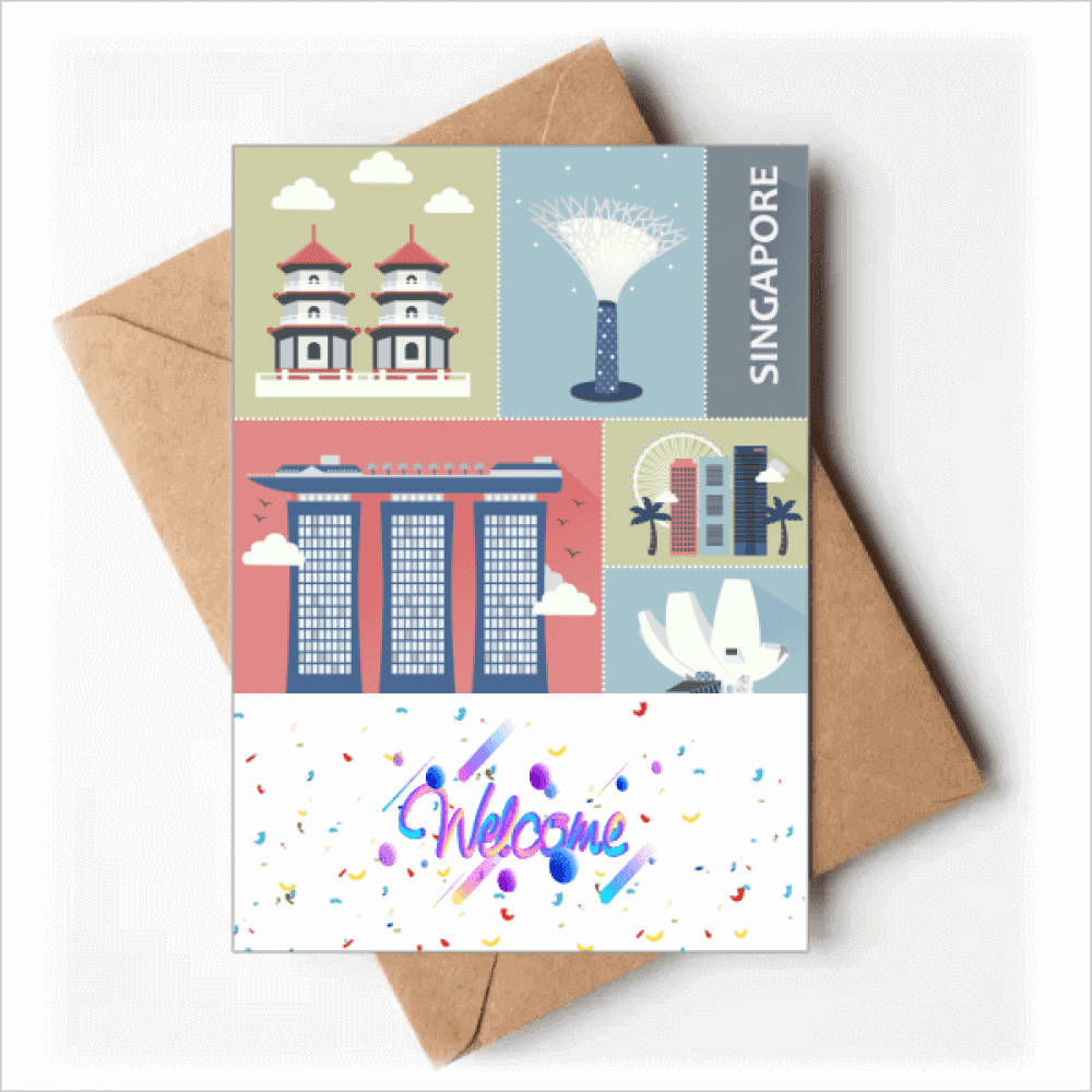 Singapore Skyscraper Famous Spots Welcome Back Greeting Cards Envelopes ...
