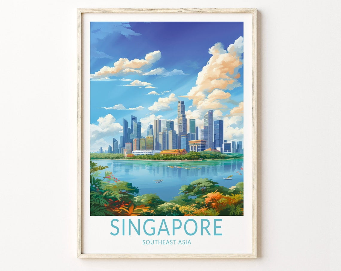 Singapore Southeast Asia Travel Poster Wall Art, Singapore Southeast ...