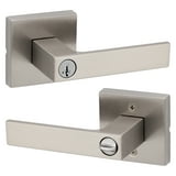 Kwikset Singapore Square Keyed Entry Lever Doorknob with Smartkey Satin ...