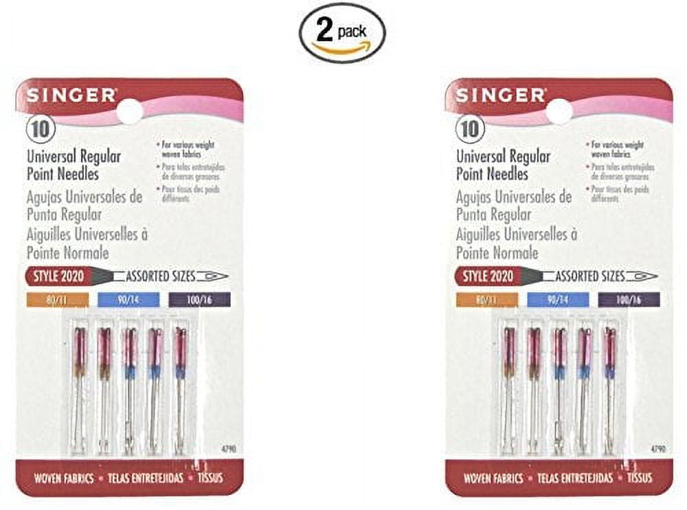 singer universal regular point machine needles, 20 count, sizes 80/11, 90/14, 100/16 - Walmart.com