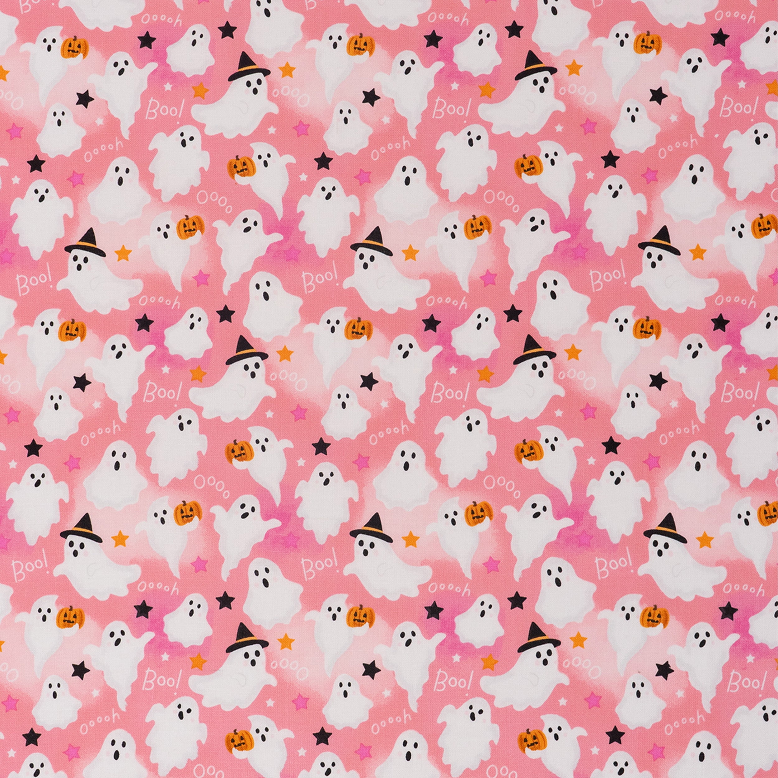 Singer, 100% Cotton, Ghosts With Stars On Pink, Cut by Yard - Walmart.com