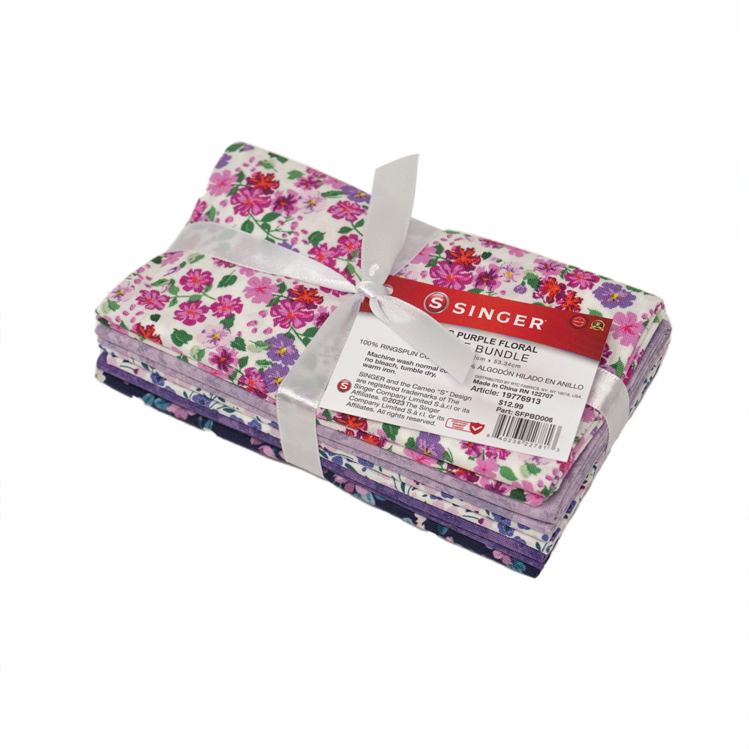 Singer, 100% Cotton, Spring Purple Floral 5Pc Bundle - Walmart.com