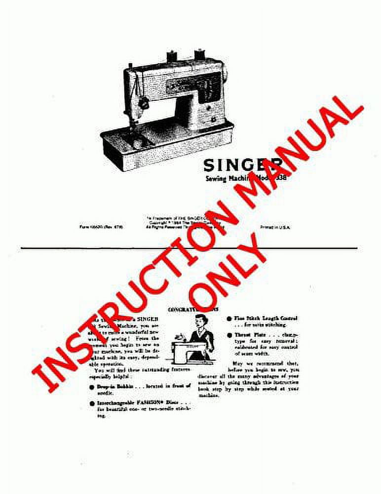 Singer 338 Sewing Machine/Embroidery/Serger Owners Manual - Walmart.com