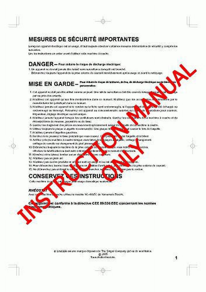 Singer 7430-CB5 Sewing Machine/Embroidery/Serger Owners Manual Reprint ...