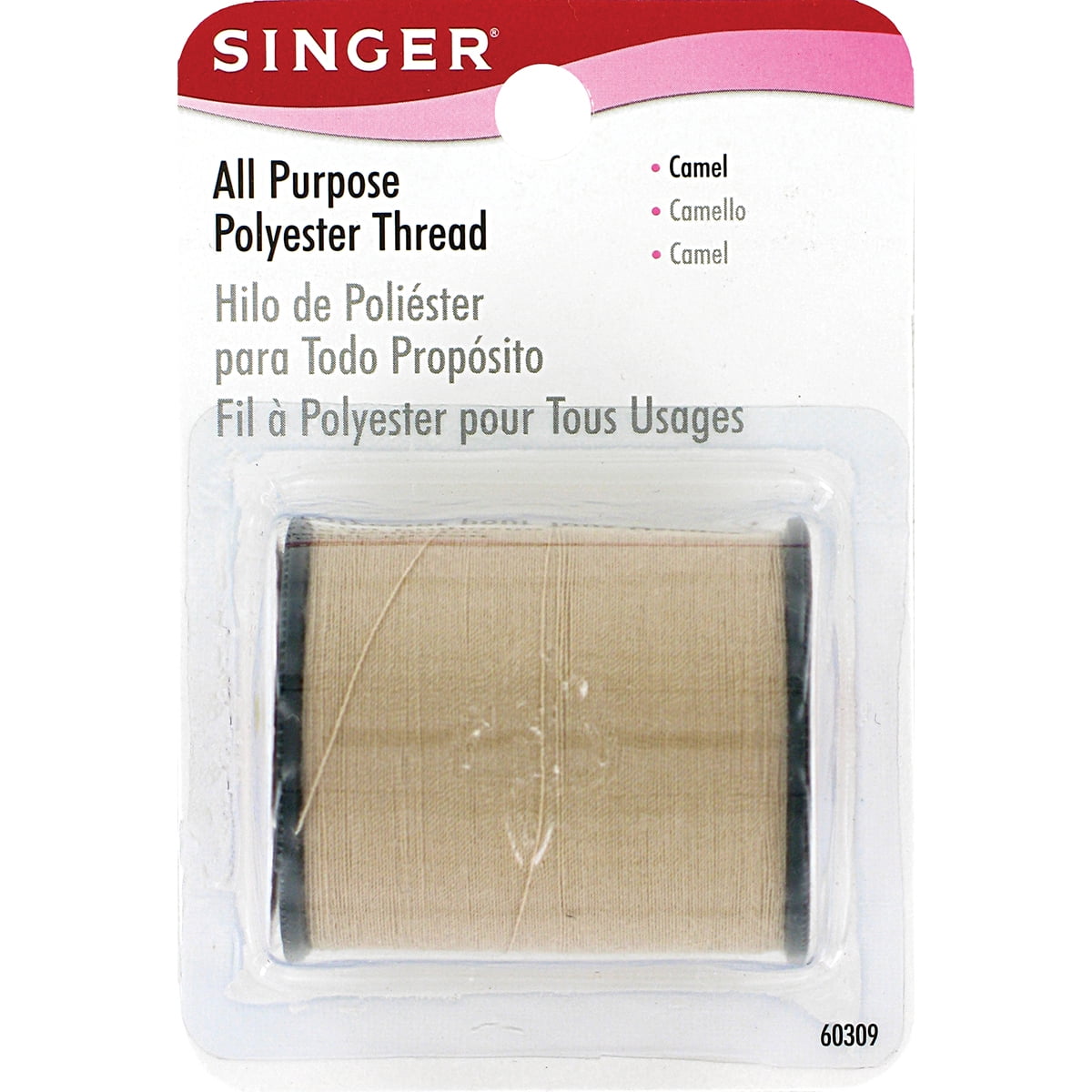 Singer All-Purpose Polyester Thread 150yd-Camel, Mercerized, Colorfast ...