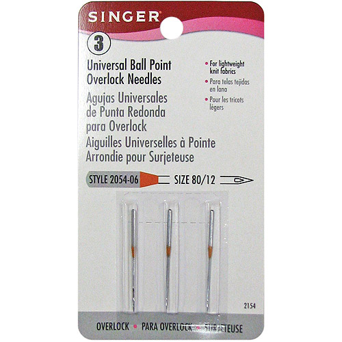 Singer Ball Point Overlock Machine Needle, Size 80/12, 3pk - Walmart.com