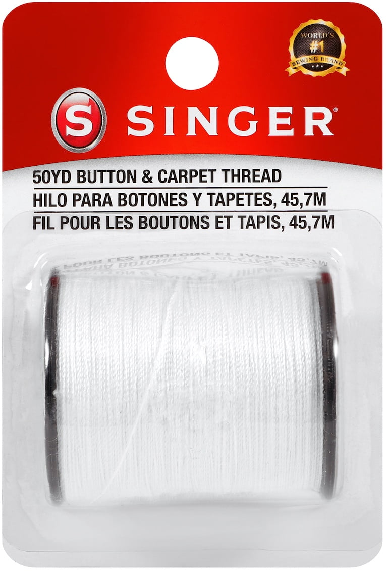 SINGER Button and Carpet Thread, Heavy Duty Extra Strong, 50 Yards ...