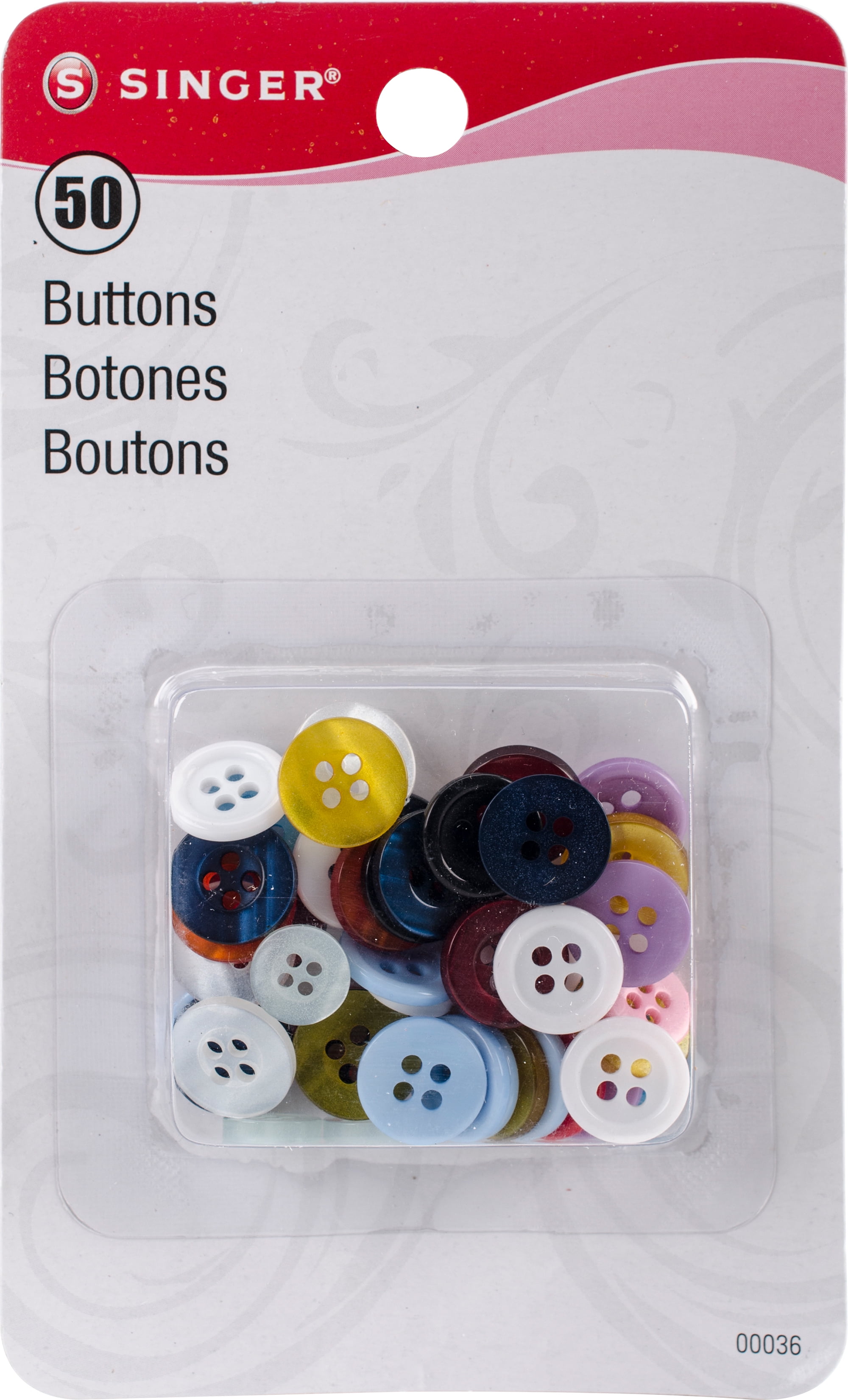 Singer Buttons 50/Pkg-Assorted Colors - Walmart.com