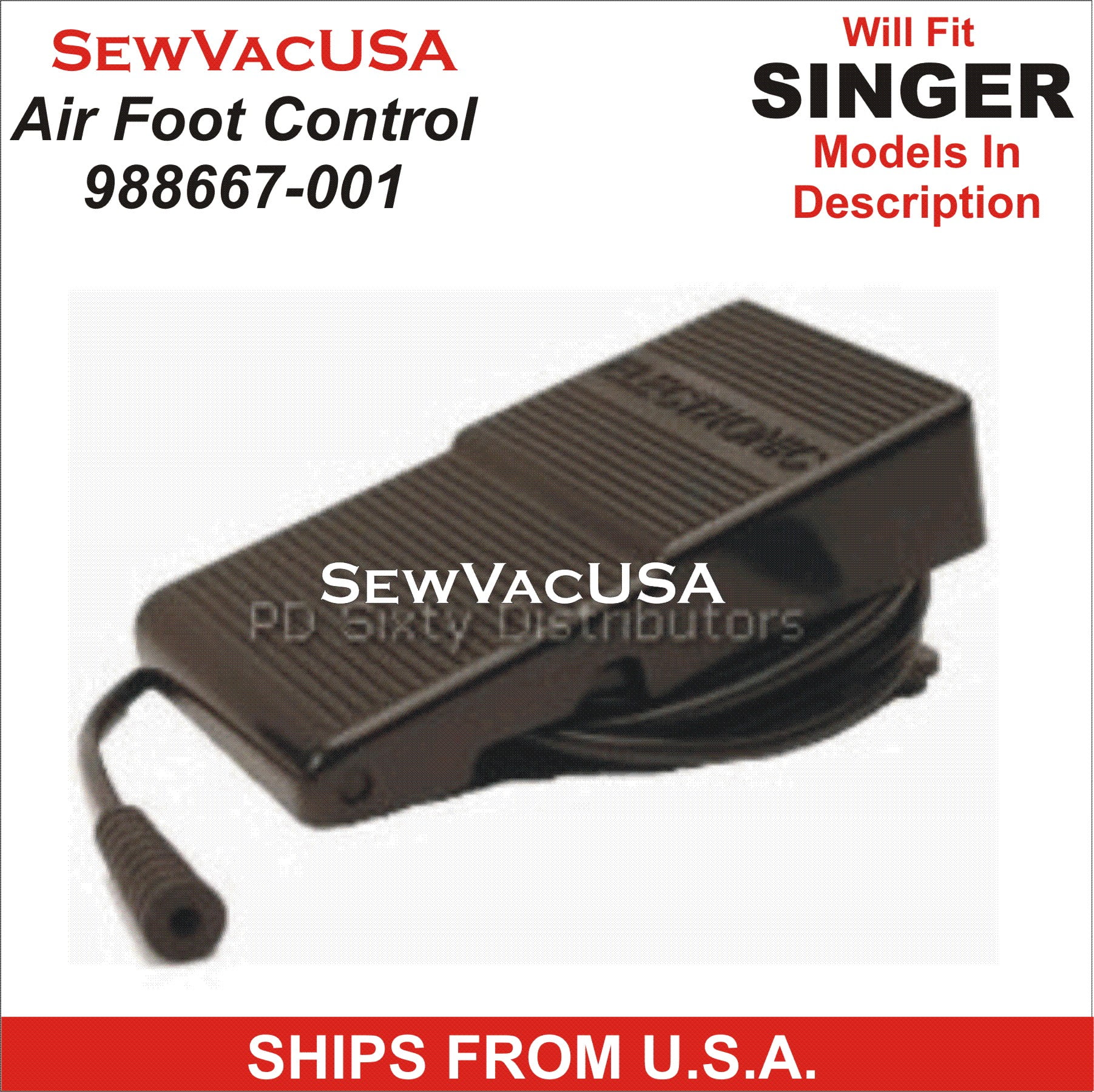 Air Foot Control 988667-001 Fits Singer Models In Description - Walmart.com