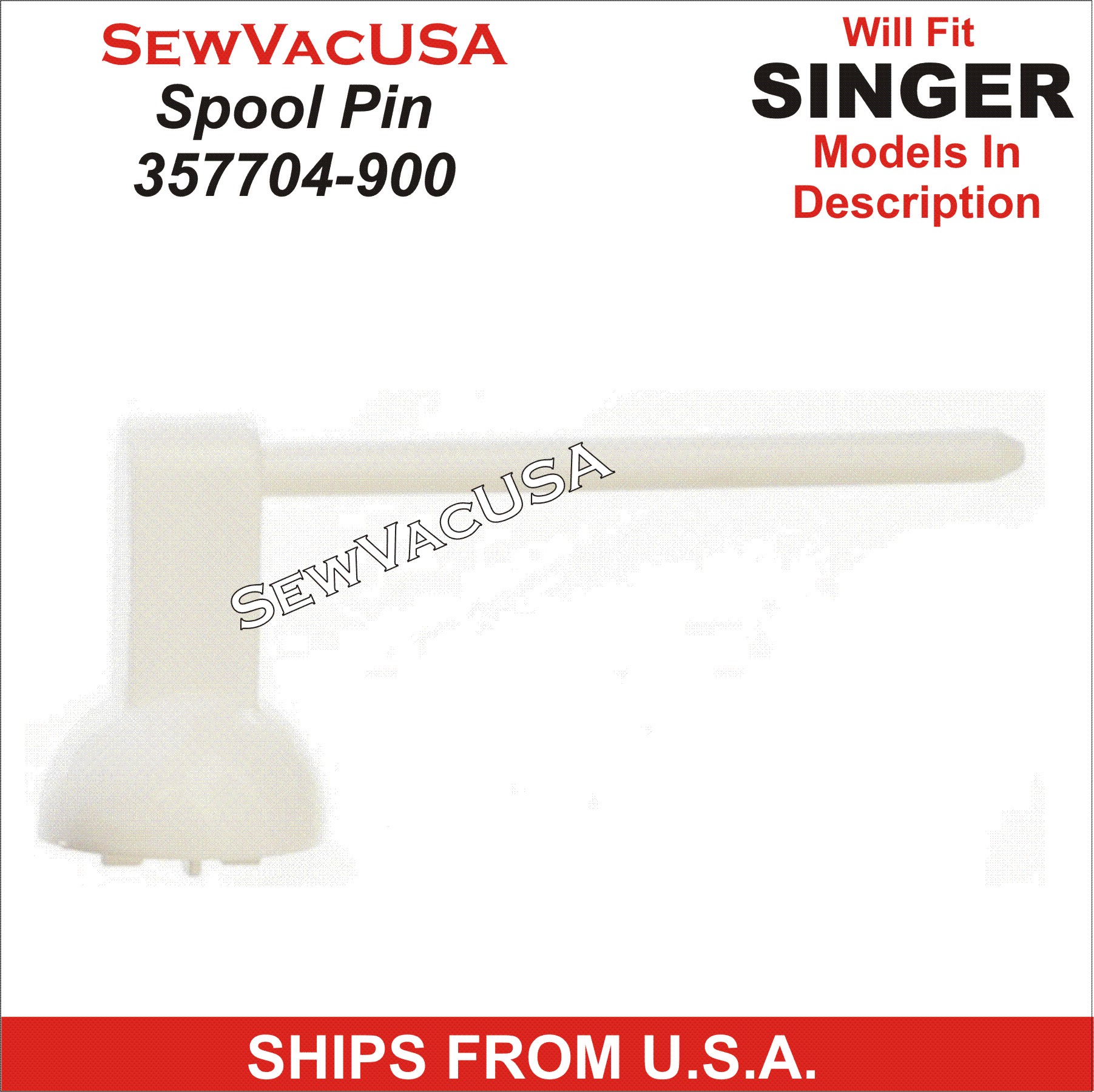 Singer Compatible Horizontal Spool Pin 357704-900 Fits 2000, 5000 SRS ...