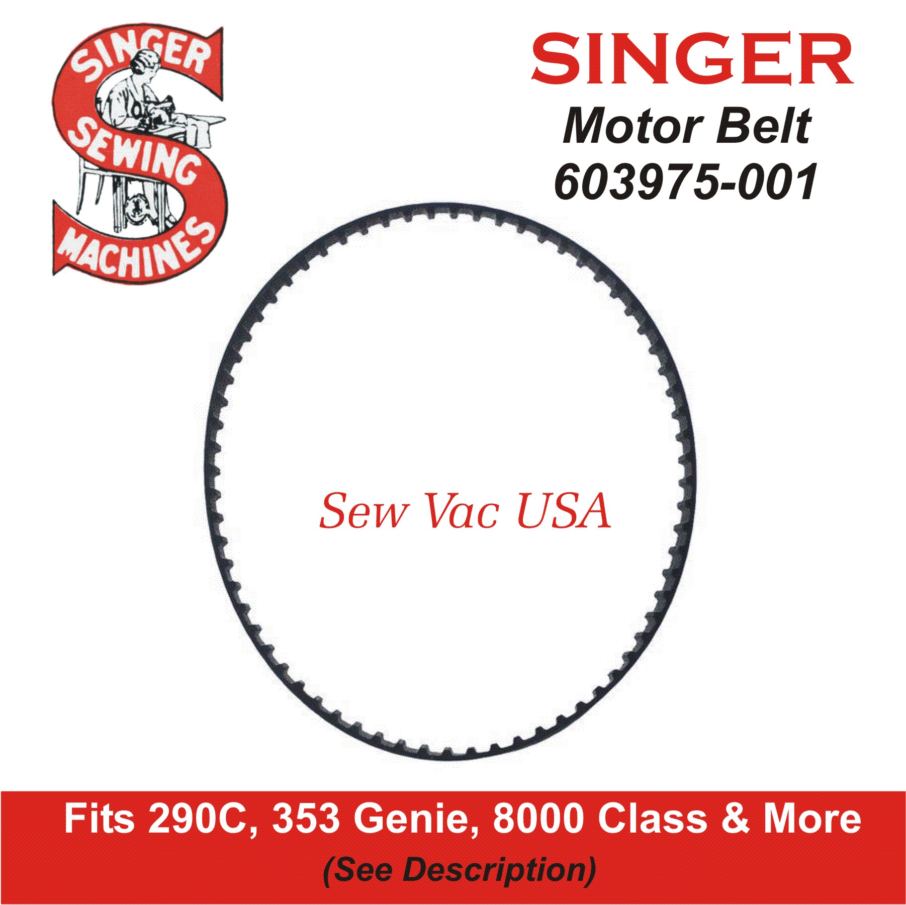 Singer Compatible Sewing Machine Motor Belt 603975-001 Fits Singer 290 ...