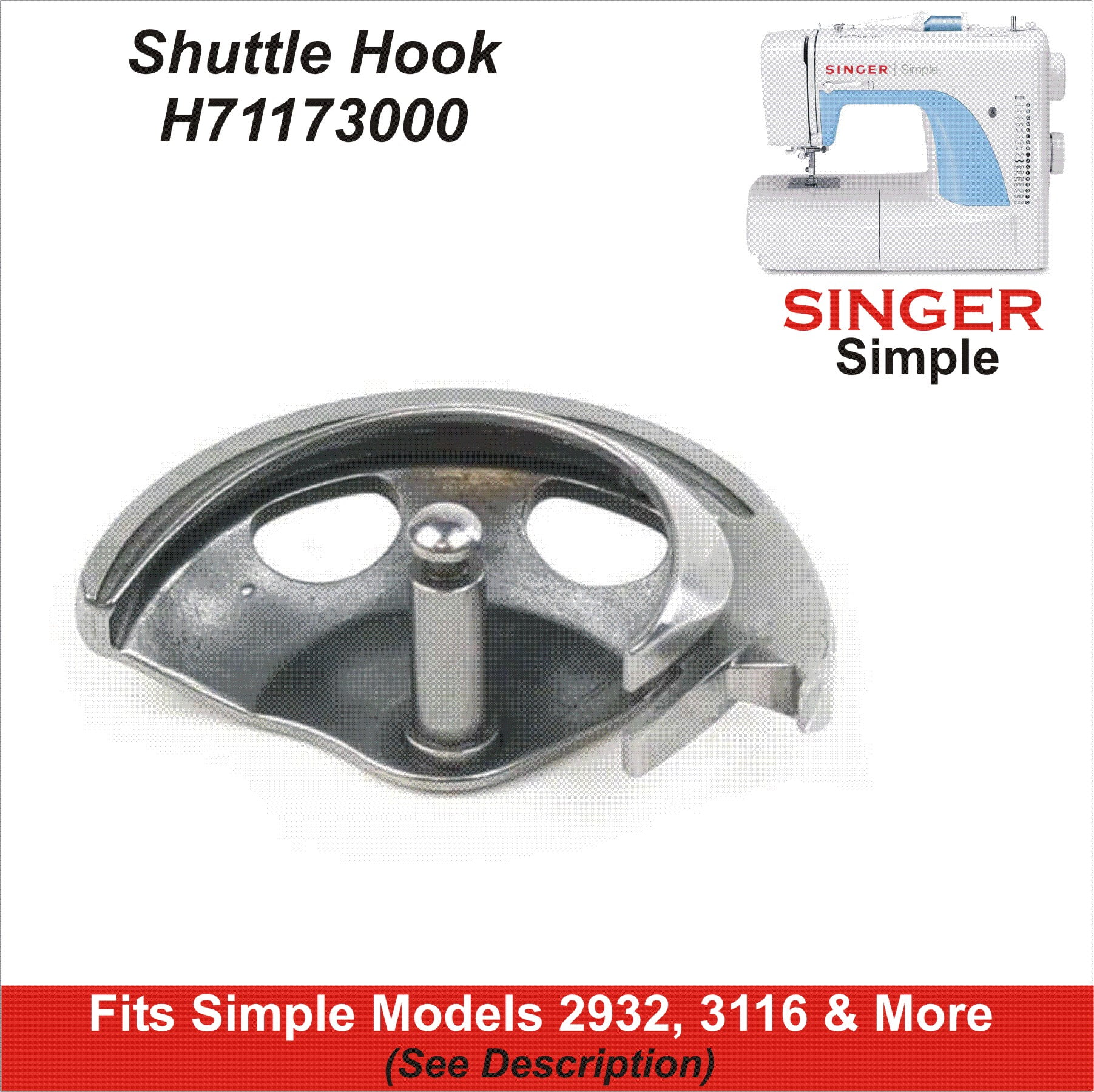 Singer Compatible Shuttle Hook Fits Simple Models 2932, 3116 & More See ...