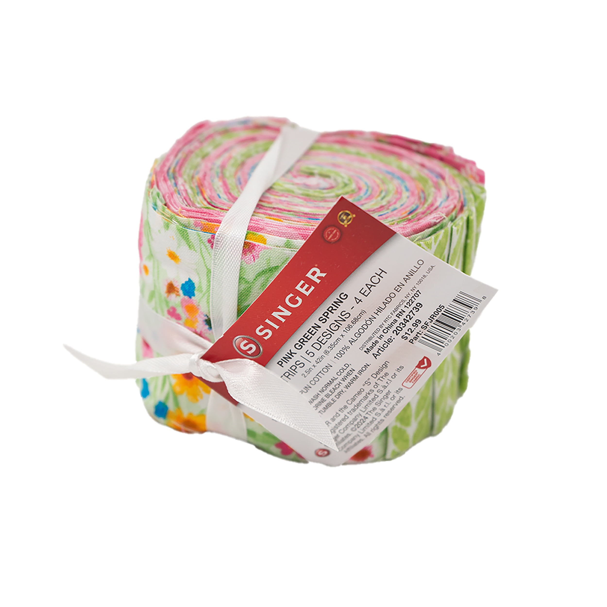 Singer Fabric 100% Cotton, Jelly Roll 2.5''X 42'', Pink Green Spring 20 ...