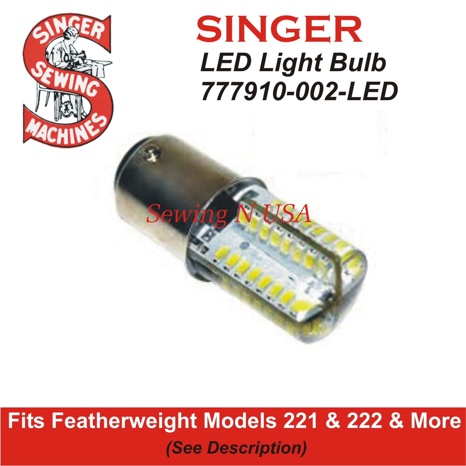 SINGER LED Light Bulb, Compatible with Featherweight Sewing Machine ...