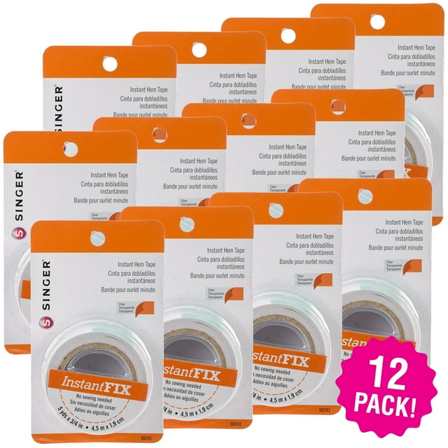 Singer Instant Bond Double-Sided Fabric Tape .75"x15', Multipack of 12 ...