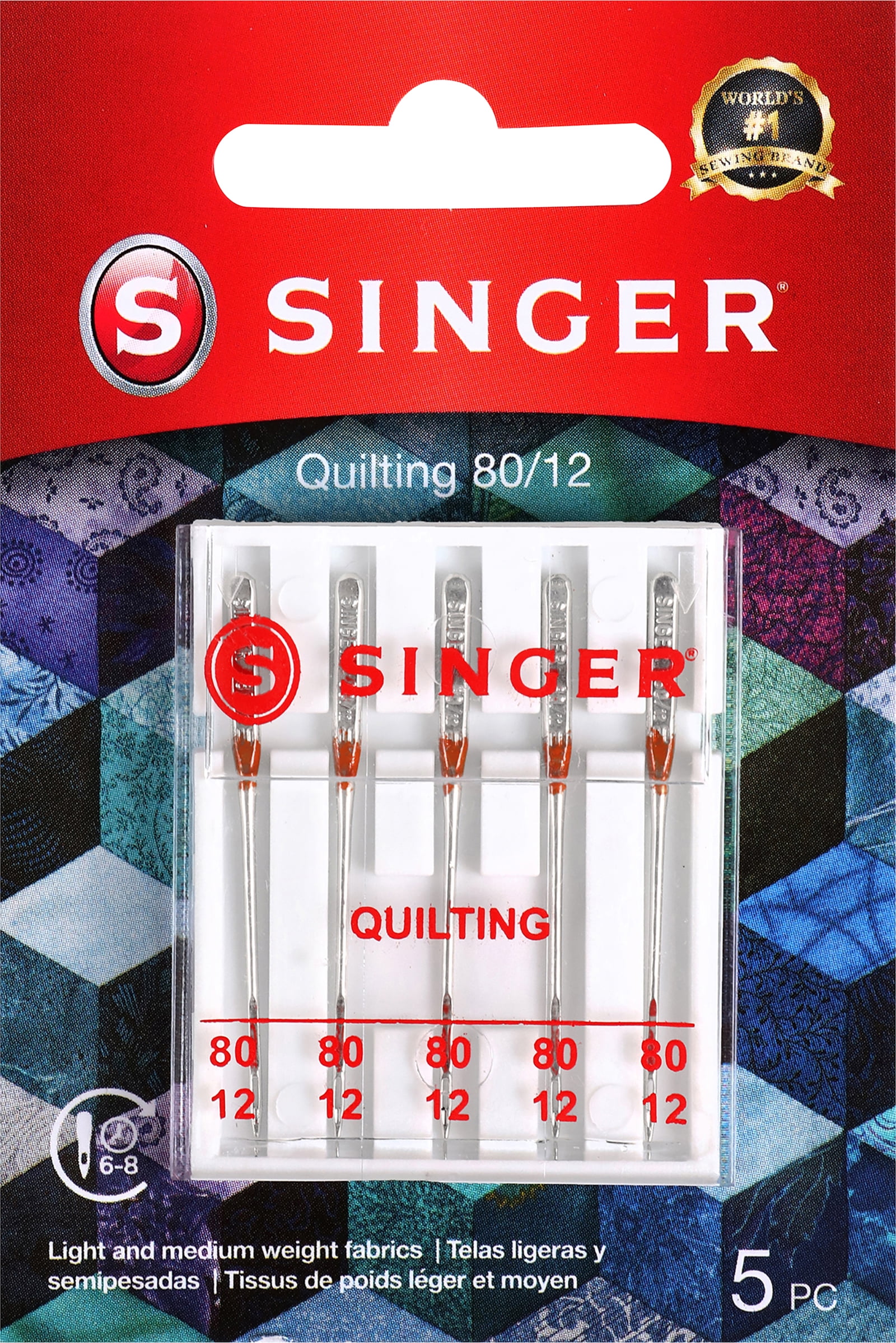 SINGER Quilting Sewing Machine Needles, Size 80/12 - 5 Count - Walmart.com