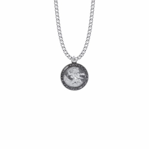 Singer Men's Women's 7/8 Inch Sterling Silver Round St. Christopher ...