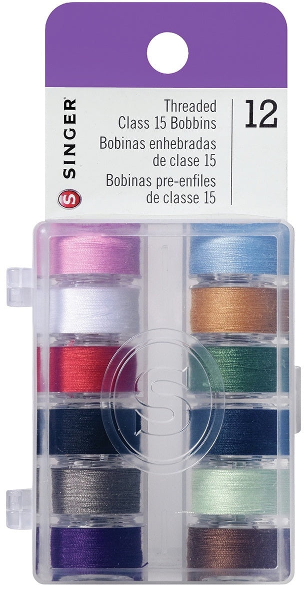 Singer Multi-Color Bobbins - Class 15 Drop-In Bobbin, Plastic And ...