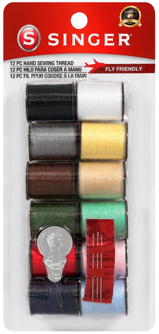 Singer Polyester Hand Sewing Thread, Assorted Colors, 12 Count ...