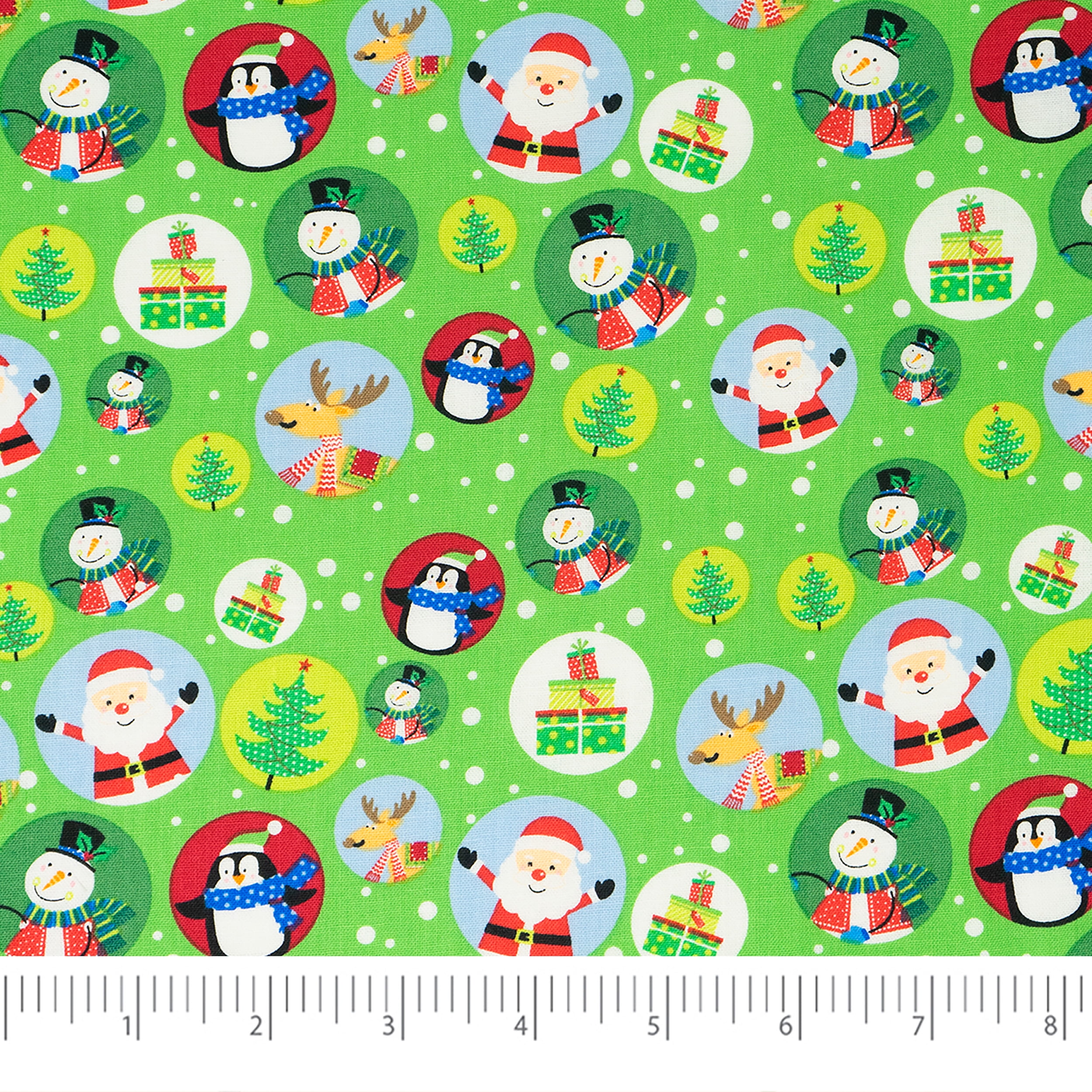 Singer Print Fabric, 100% Premium Cotton, Christmas Snowglobes On Green ...
