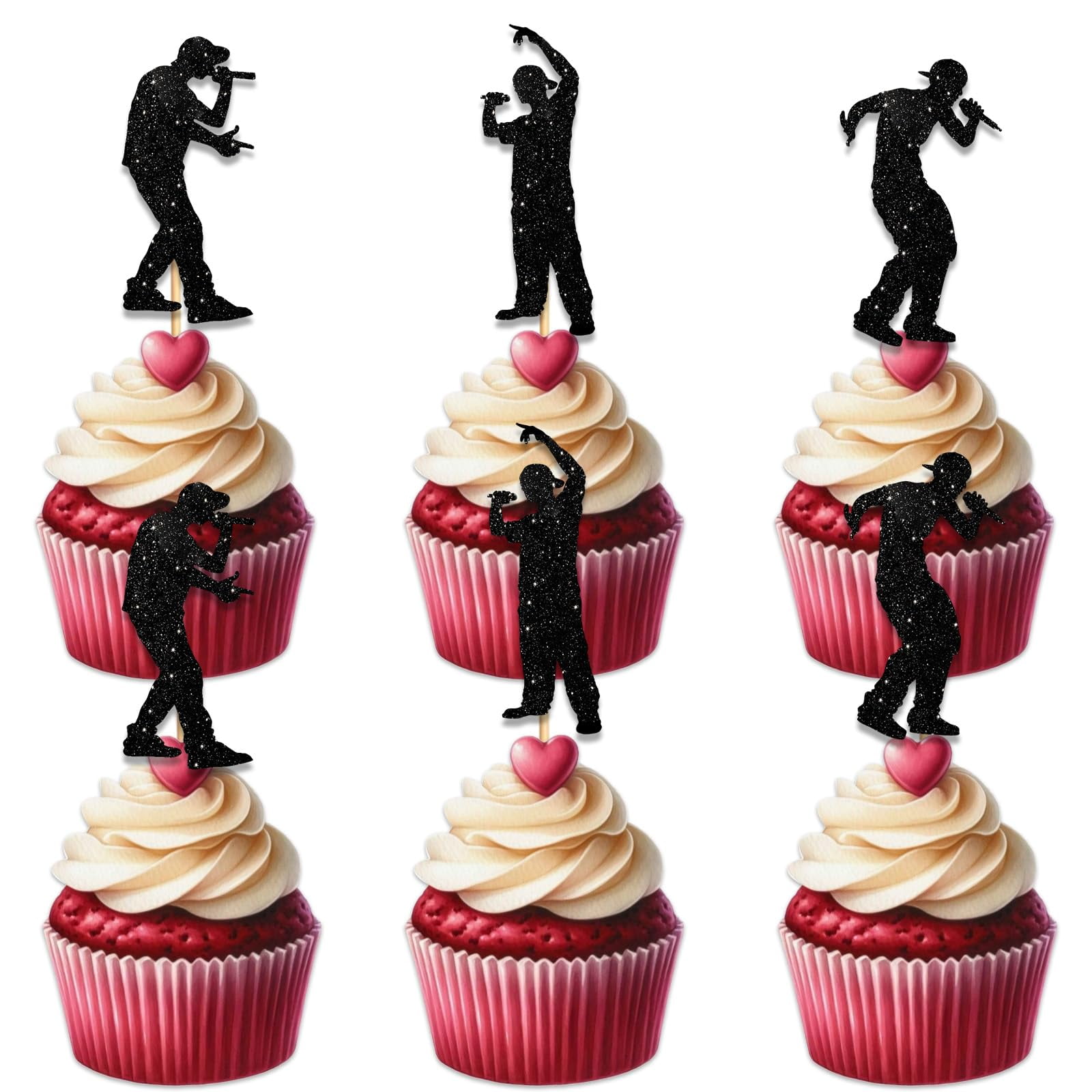 Singer Rap Cupcake Topper for Music Theme Party Favors Decorations Happy Birthday Wedding ...