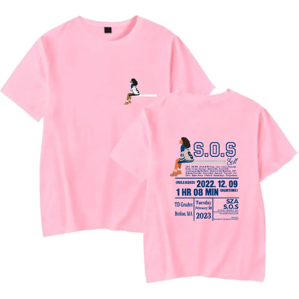 Singer SZA Merch SOS Album T-Shirt Crewneck Short Sleeve Summer Men ...