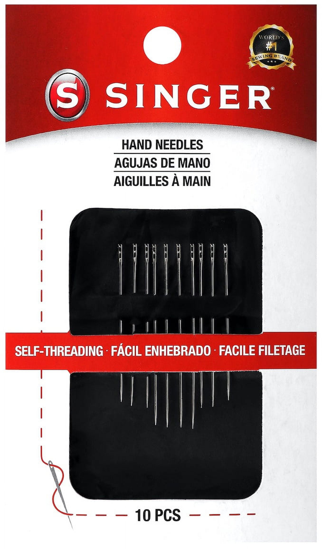 SINGER Self-Threading Hand Needles, Assorted Sizes, 10-Pack, Large Eye ...