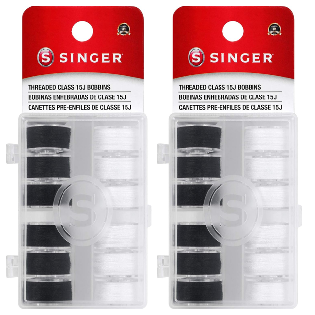 Singer Sewing Machine Bobbins Class 15J, Black & White - 2 Packs ...