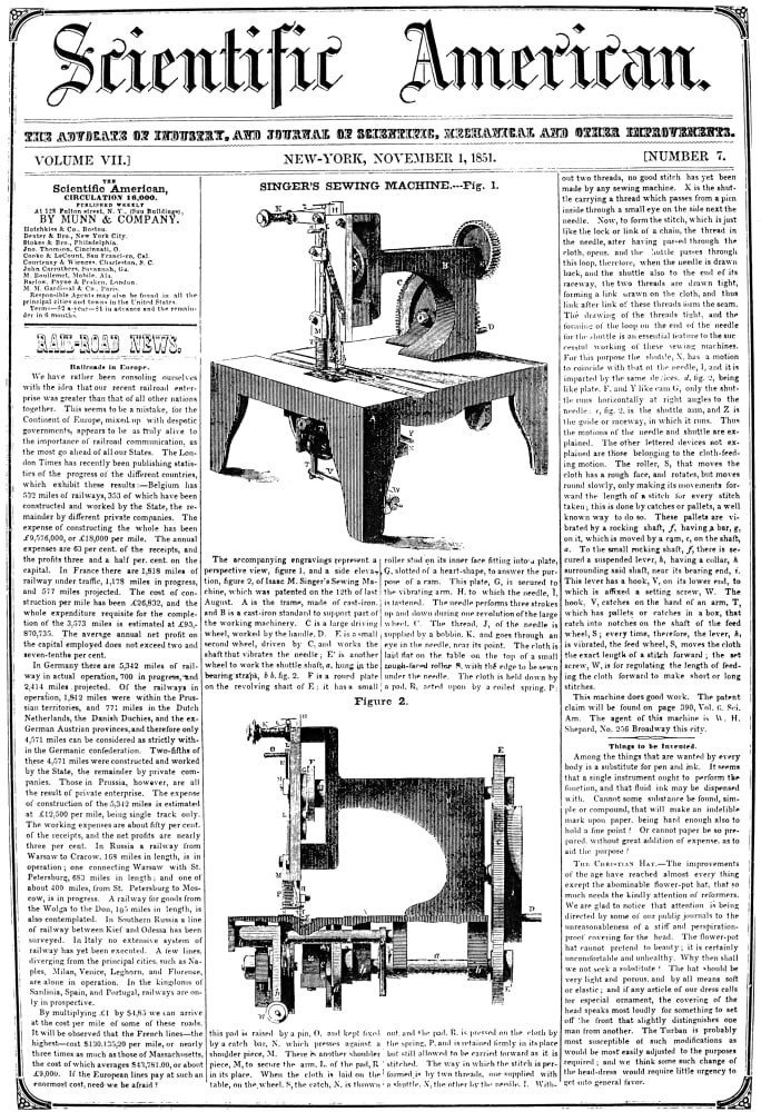 Singer Sewing Machine. /Ndescription Of Isaac M. Singer'S Sewing ...