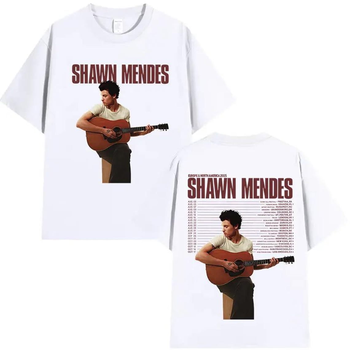 Singer Shawn Mendes Tour 2025 Album Graphic T-Shirt Men Fashion High ...
