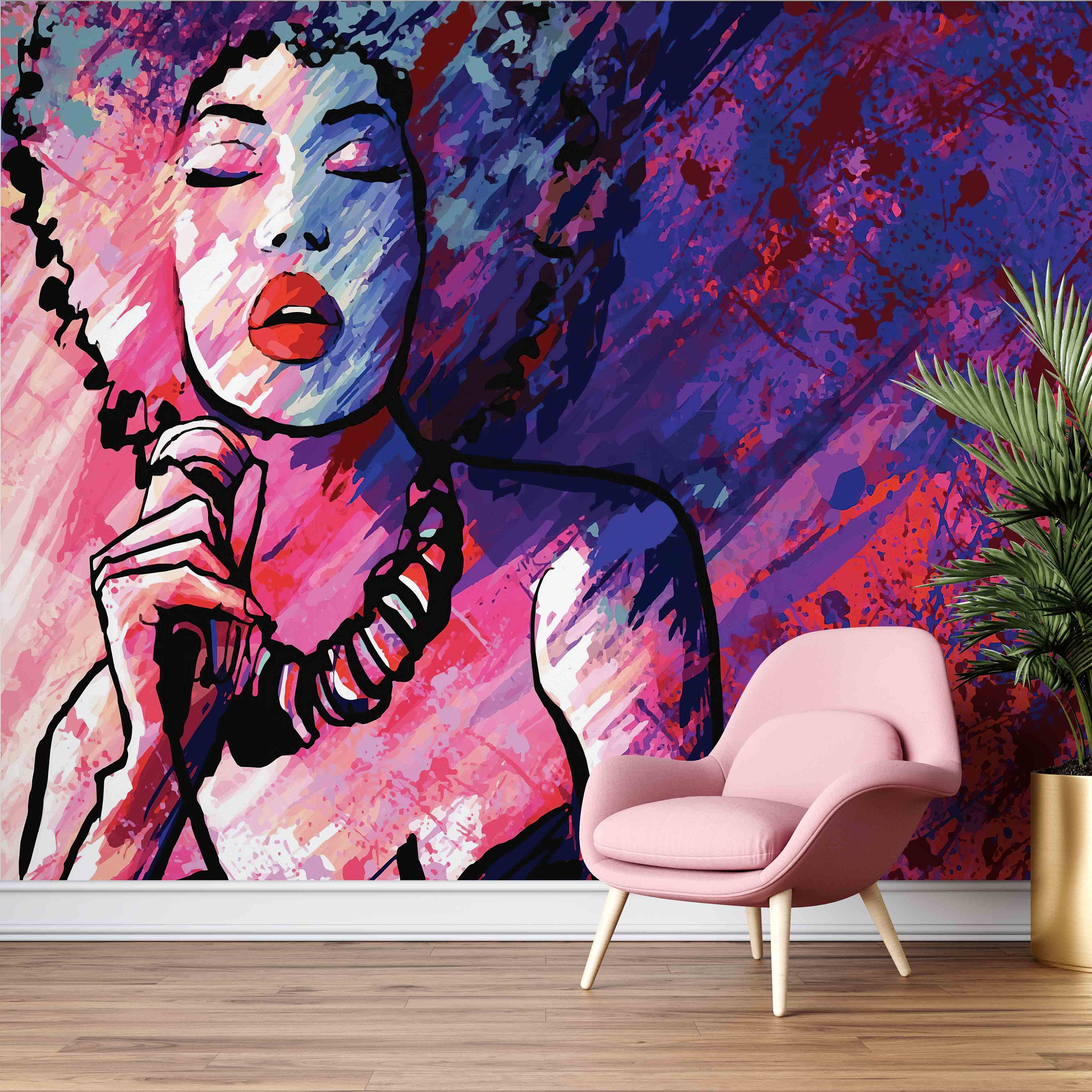 Singer Wall Decor, Custom Wallpaper, Wallpaper Wall Art, Woman Singer ...