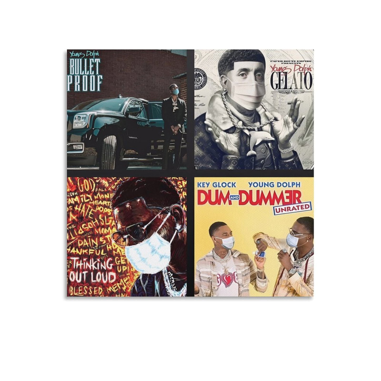 Singer Young Dolph Poster Rapper Hiphop Music Album Cover Canvas Art ...