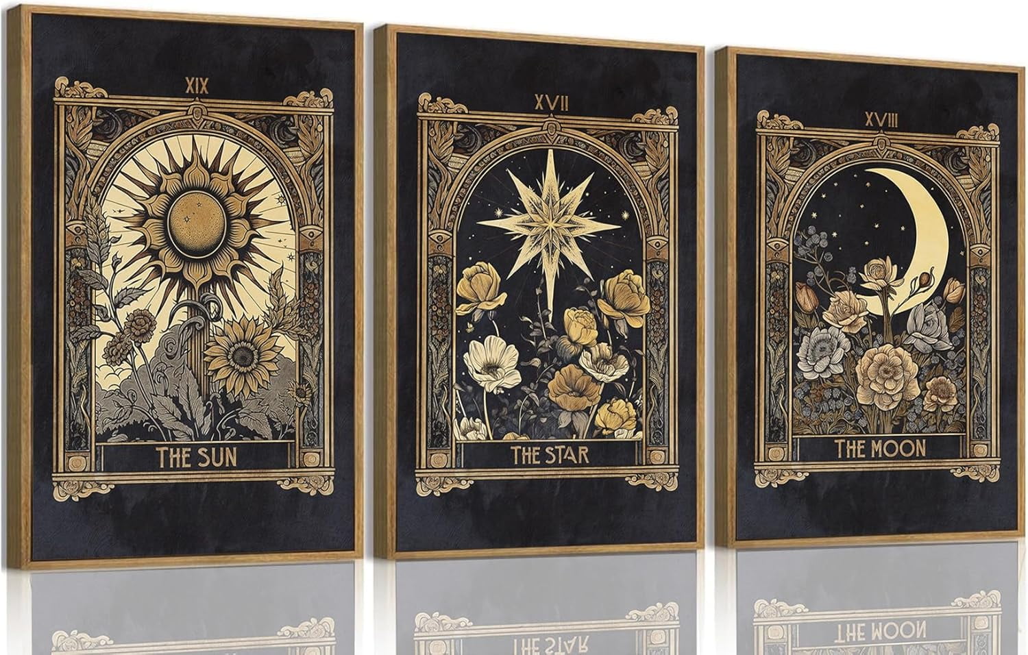 Singg Sun and Moon Canvas Wall Art Celestial Wall Art Dark Vintage ...