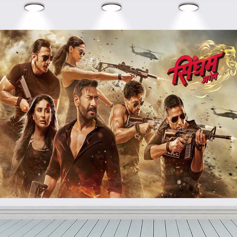 Singham Again Birthday Party Supplies Banner Backdrop Background ...