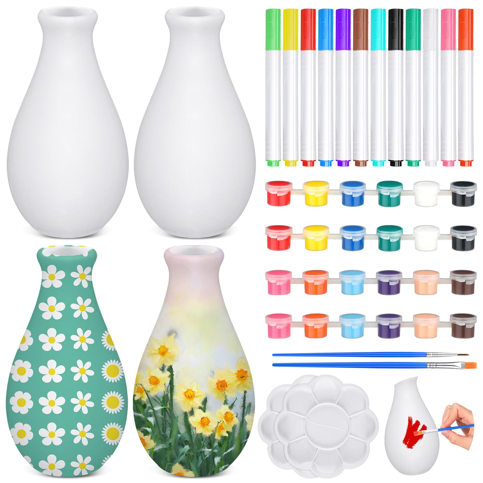 Singhoow 4 Set Paint Your Own Porcelain Paint Vase Art Craft Project ...